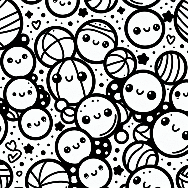 Ball Doodle Coloring Page - Playful Wallpaper Patterns - Vector Vibez