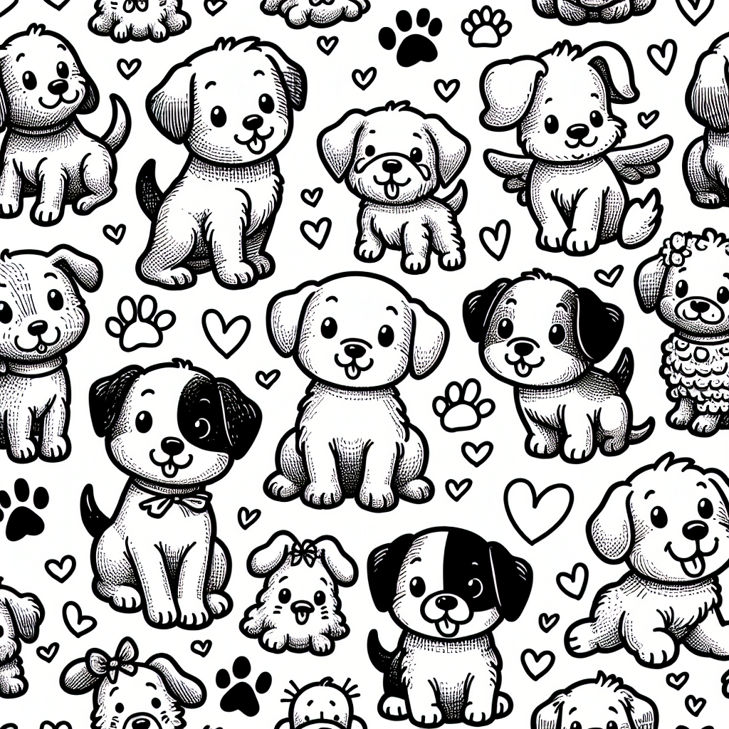 Puppy Doodle Coloring Book Page - Vector Vibez