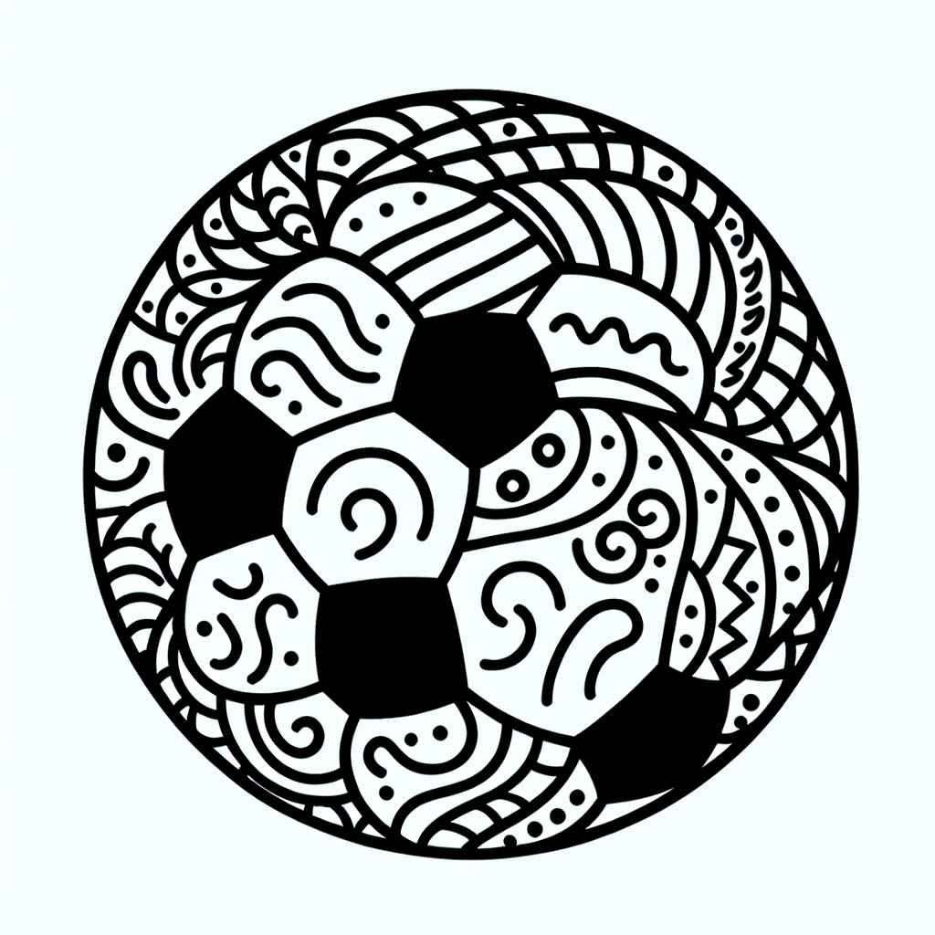 Soccer Ball Doodle Coloring Book Page - Vector Vibez